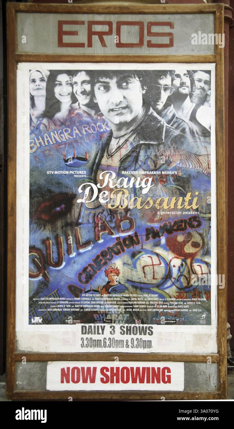 Eros theater, movie hall, cinema hall, showing Indian film, Rang de ...