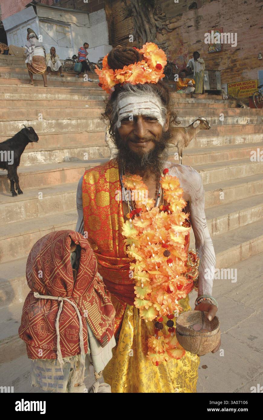 Sadhu maharaj at Prayag Ghat, Varanasi, Uttar Pradesh, India NO MR ...