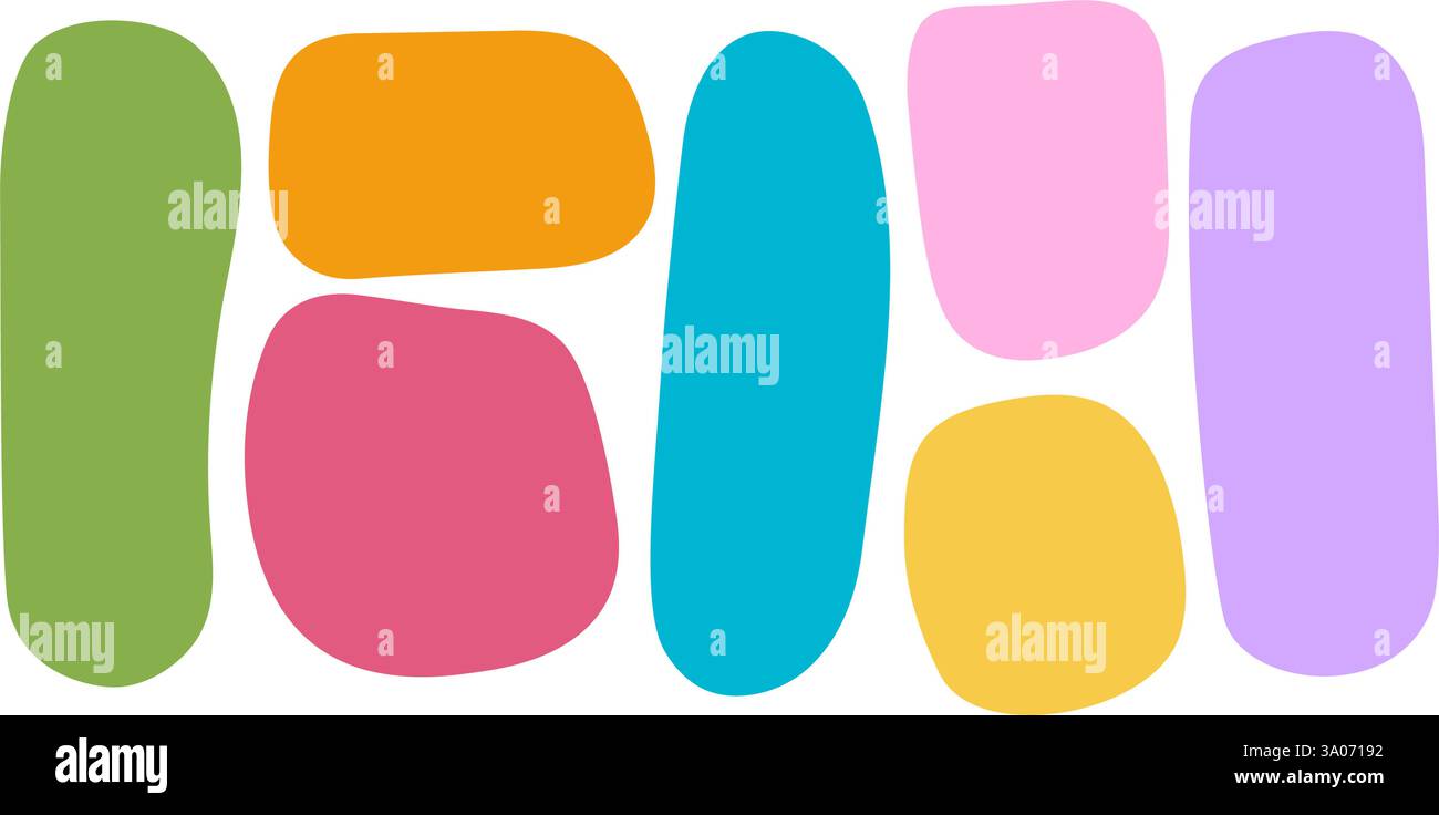Set of cute colorful organic shapes in doodle style. Templates for ...