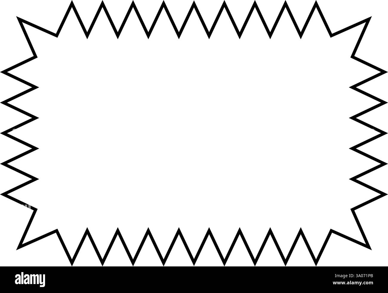 Rectangle frame with spiky zigzag edges. Empty textbox, speech bubble, message header, tag or ...