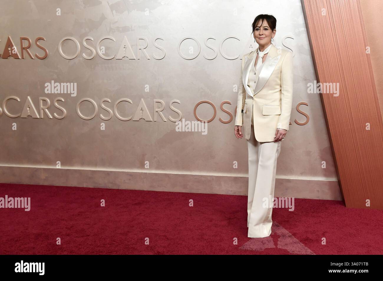 Lesley Barber arrives at the Oscars on Sunday, March 2, 2025, at the ...