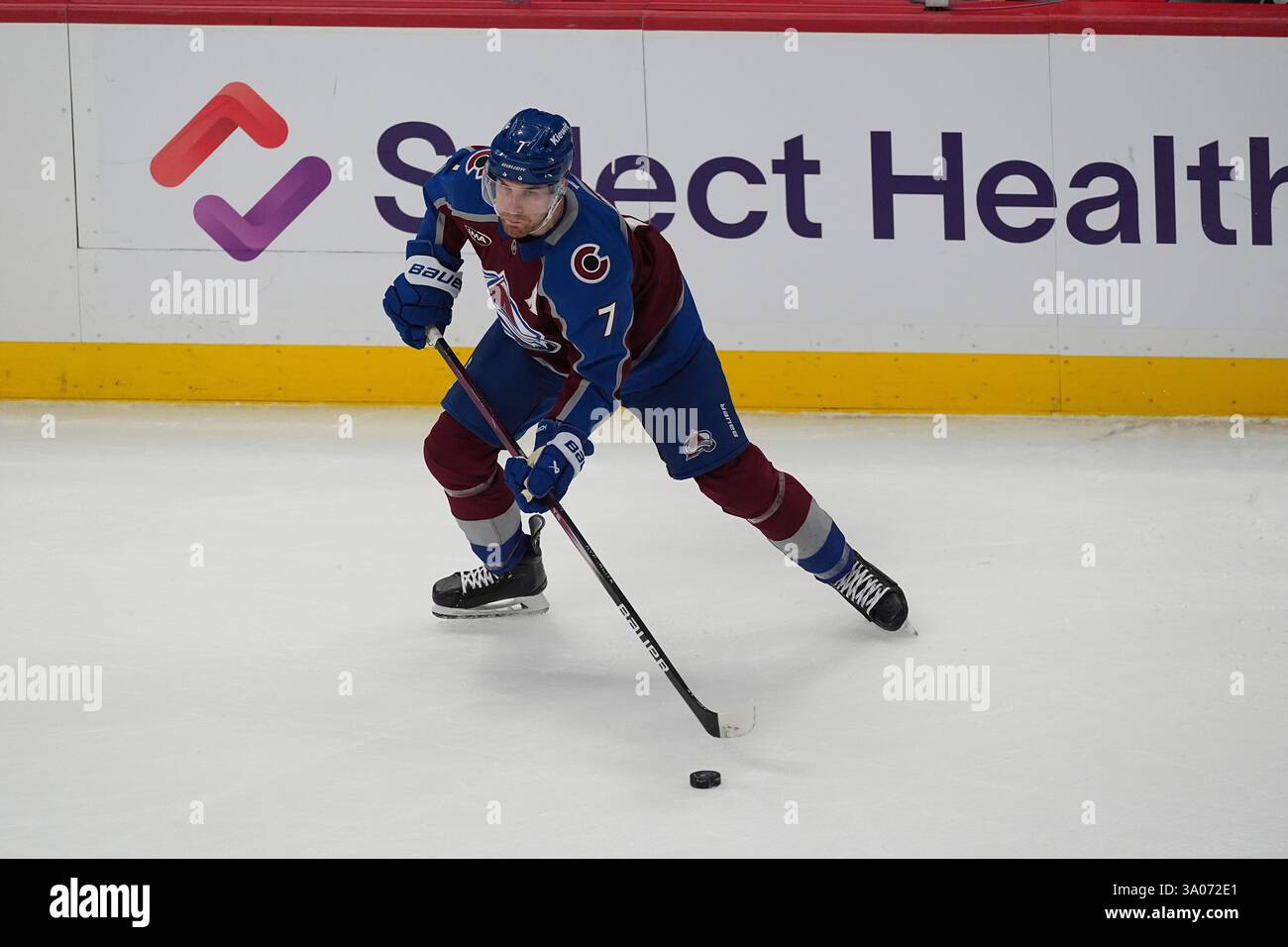 Colorado Avalanche defenseman Devon Toews (7) in the third period of an ...