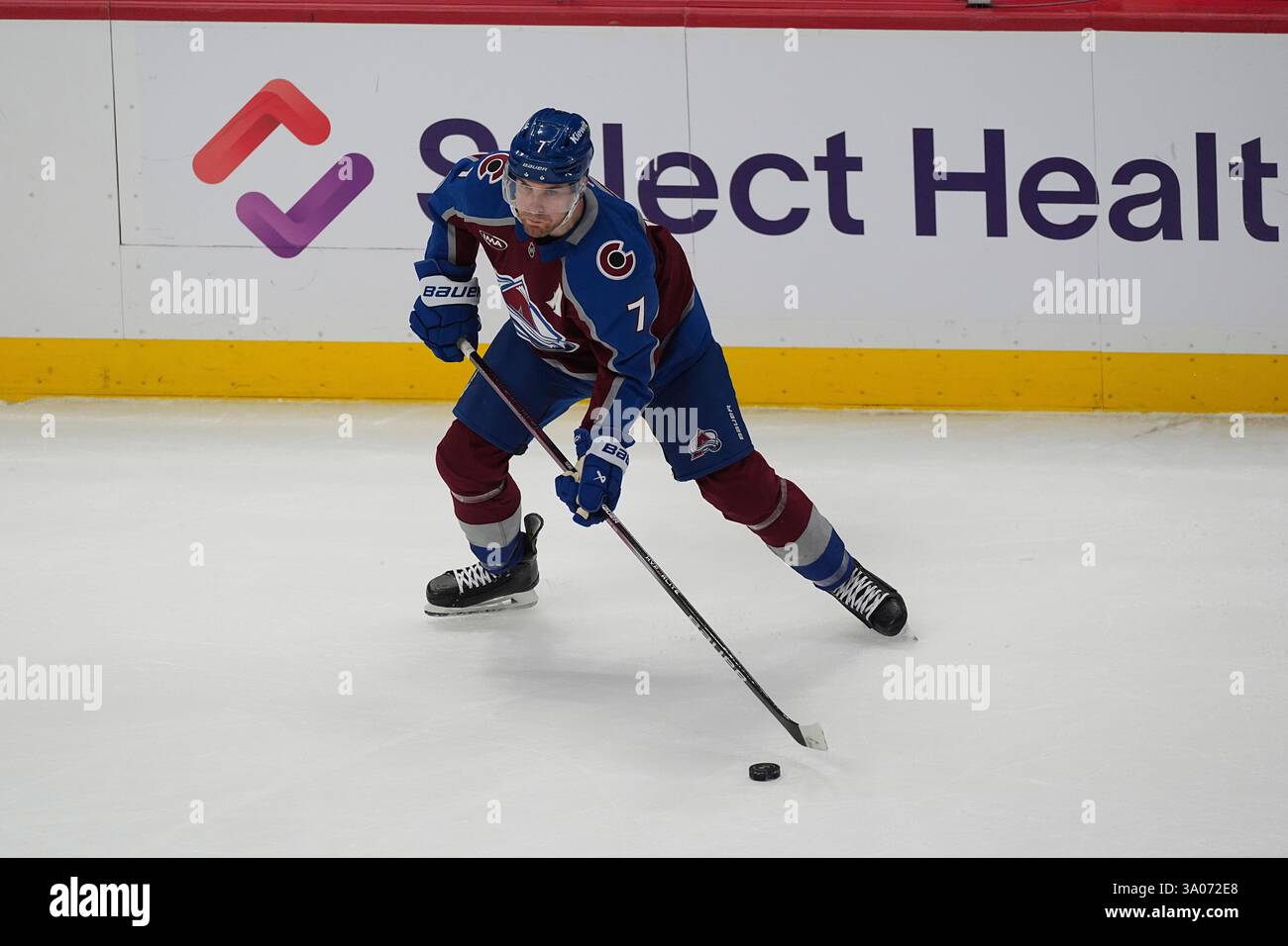 Colorado Avalanche defenseman Devon Toews (7) in the third period of an ...