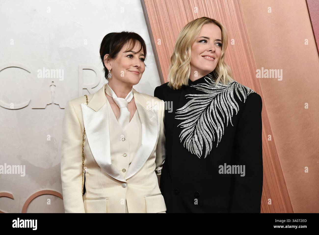 Lesley Barber, left, and Ornela March arrive at the Oscars on Sunday ...