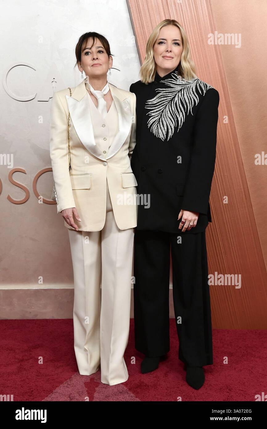 Lesley Barber, left, and Ornela March arrive at the Oscars on Sunday ...