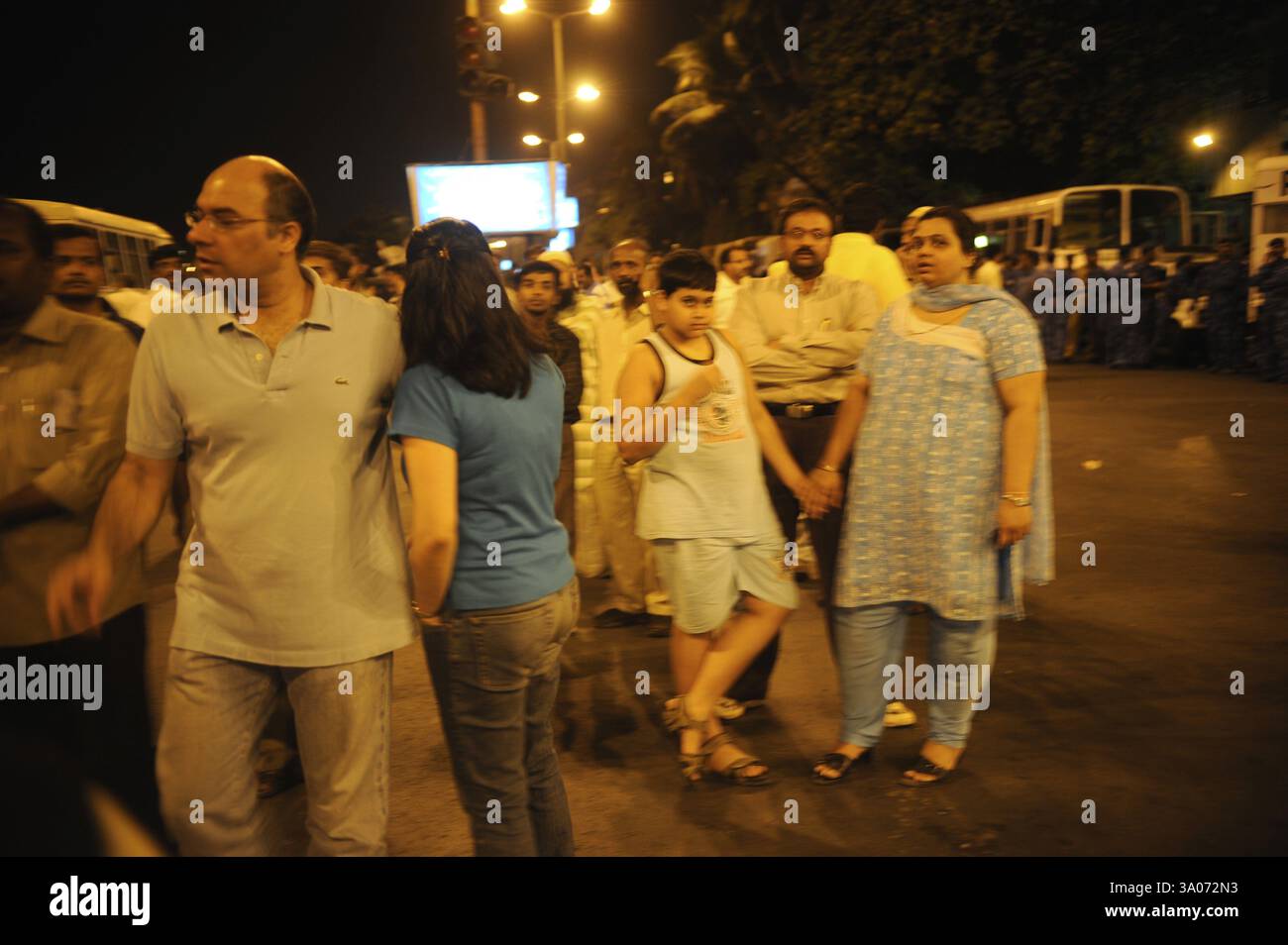People outside Oberoi Trident Hotel after Deccan Mujahedeen in Bombay ...