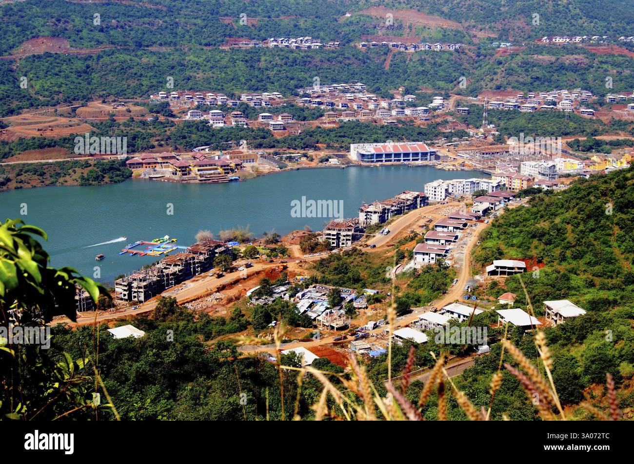 Town of lavasa around temgarh lake, Maharashtra, India, Asia Stock ...
