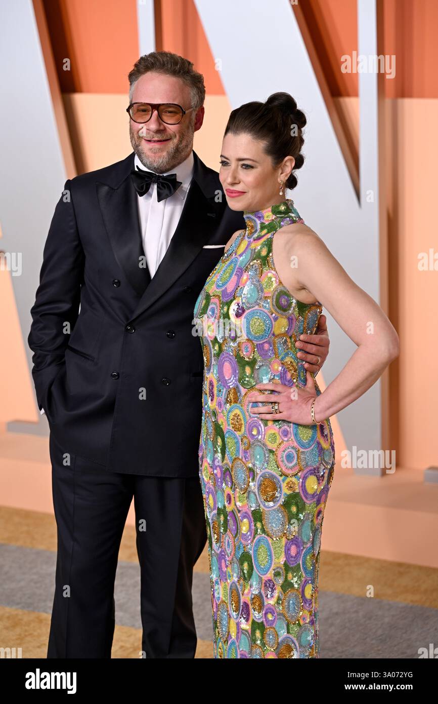 Seth Rogen and Lauren Miller Rogen attend the Vanity Fair Oscar Party ...