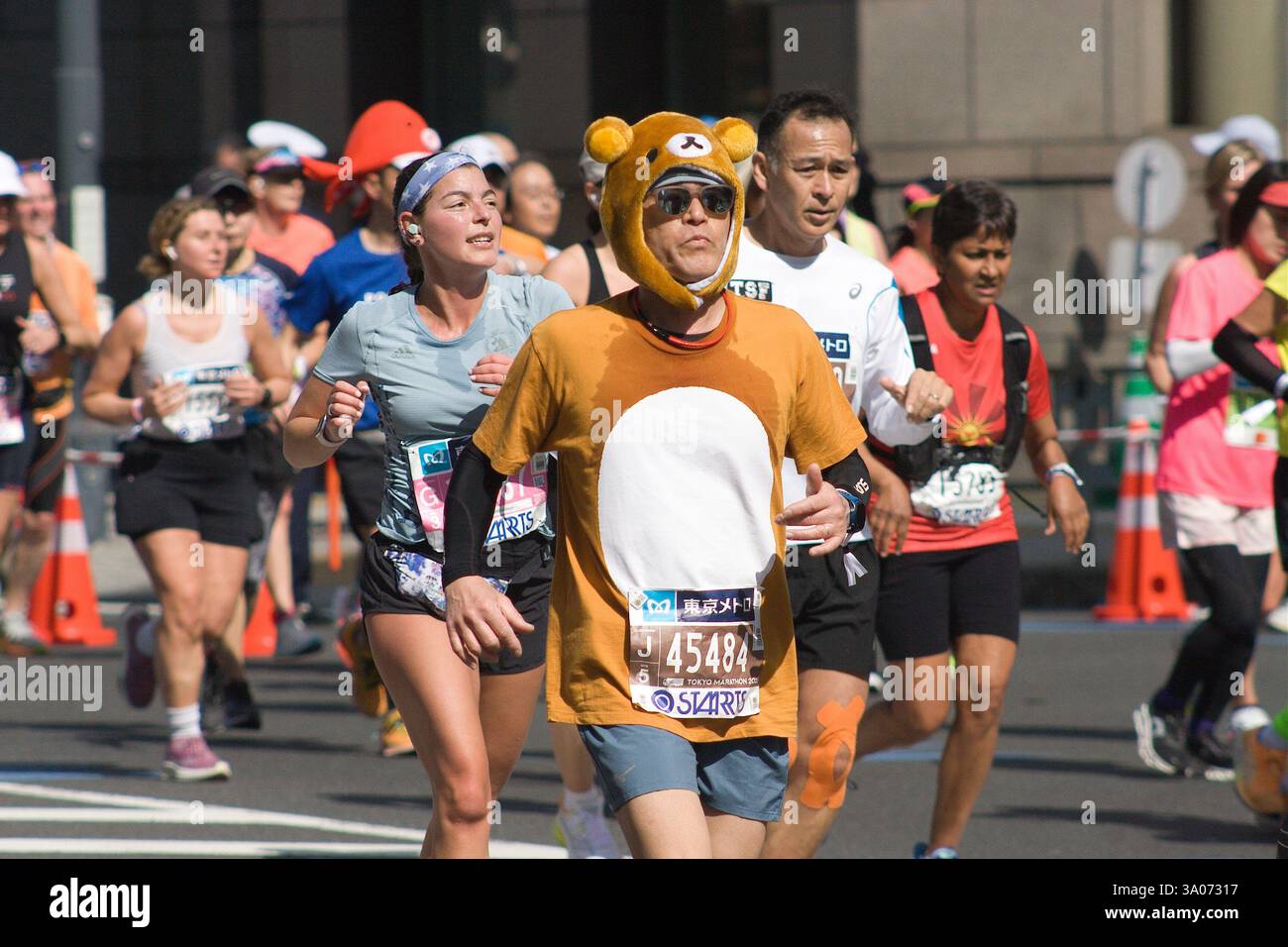 Bear Costume at Tokyo Marathon 2025 with 38.000 Runners and Participants on March 2nd, 2025 in ...