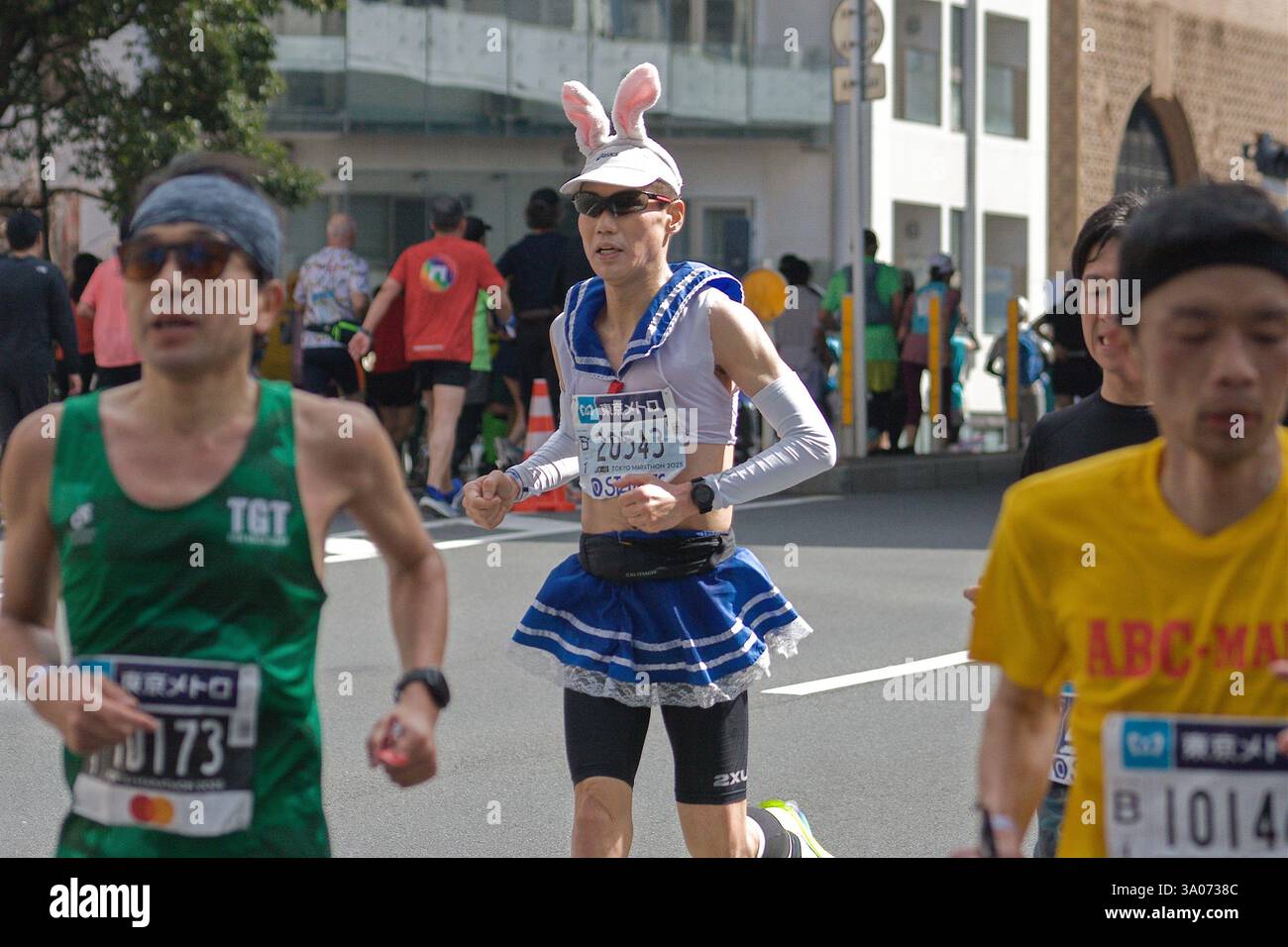 A runner wearing cosplay at Tokyo Marathon 2025 with 38.000 Runners and ...