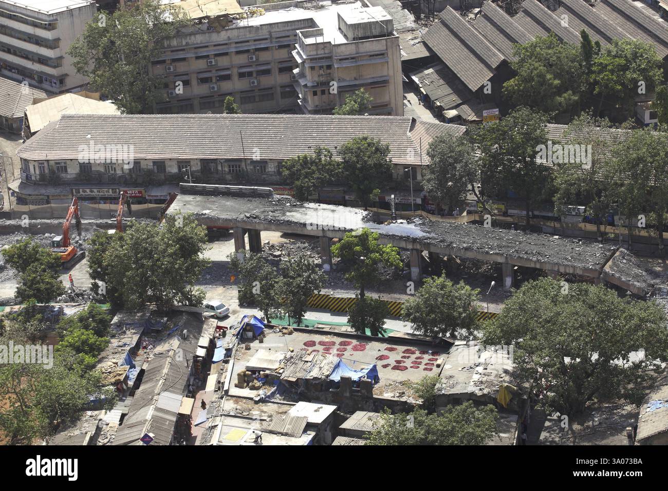 Aerial view of Lalbaug flyover work in Bombay Mumbai, Maharashtra ...