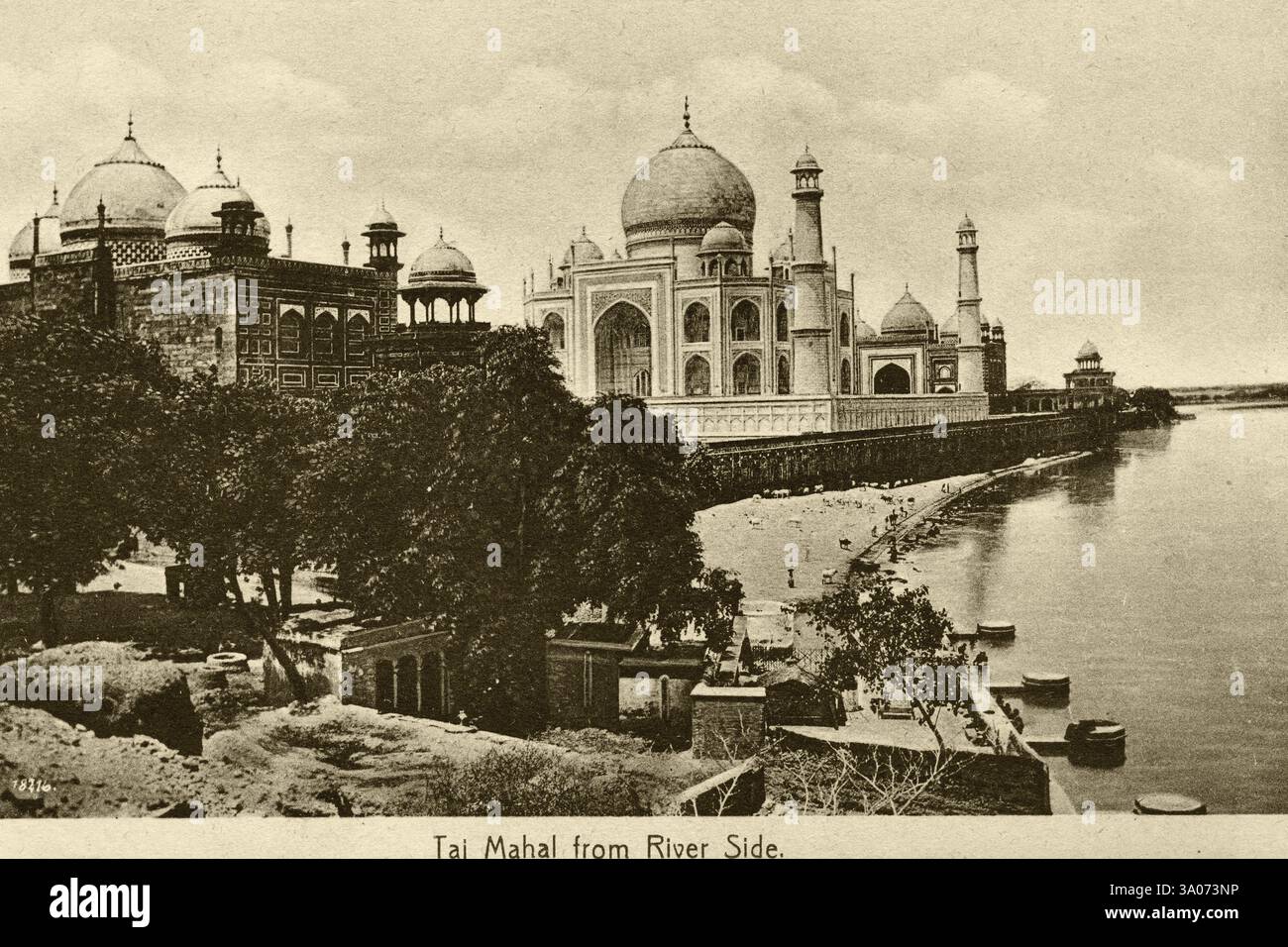 Heritage, old picture postcard, Taj Mahal from river side, Agra, Uttar ...
