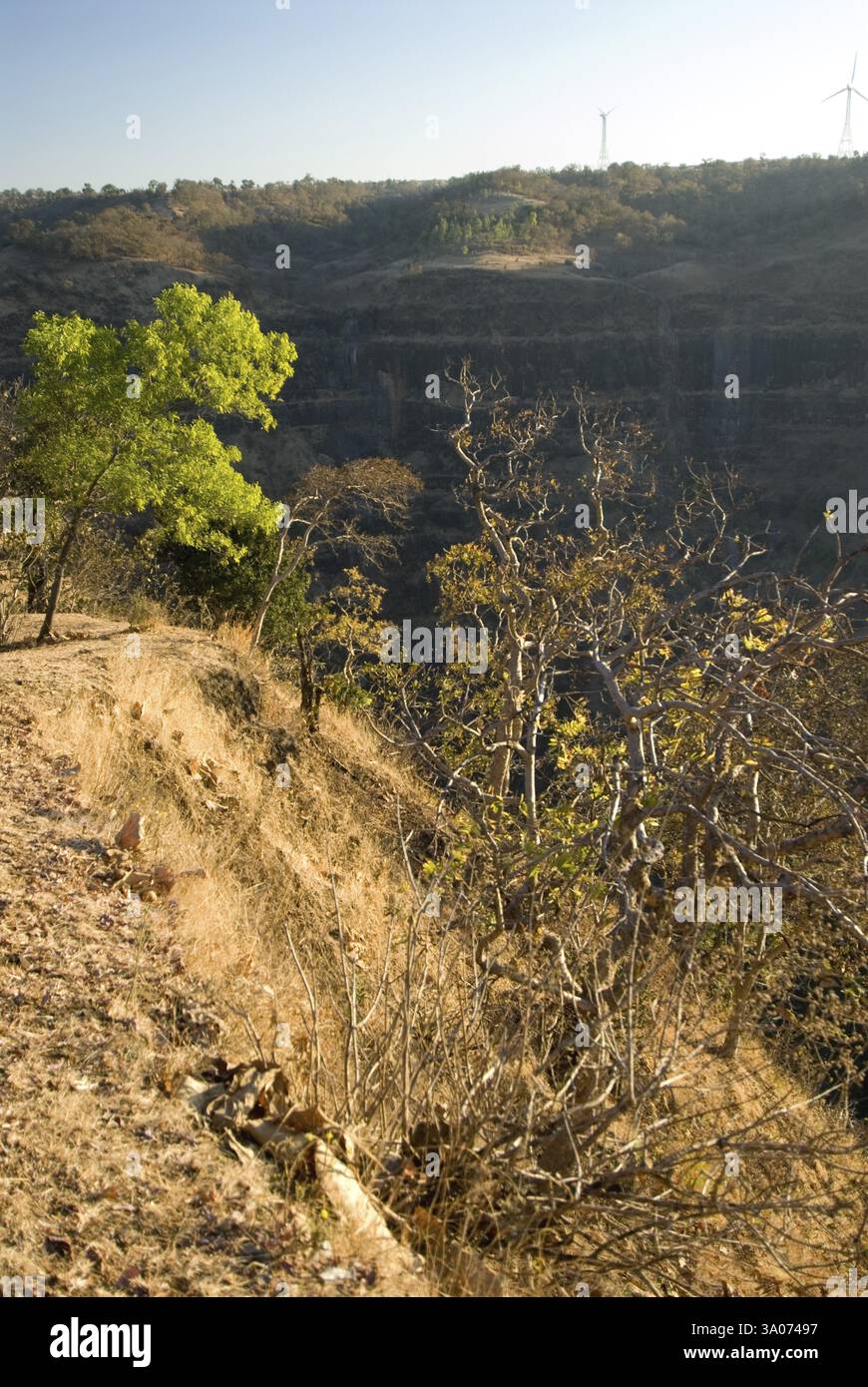 Morning light in valley at Bhimkund point at Chikhaldara, district ...