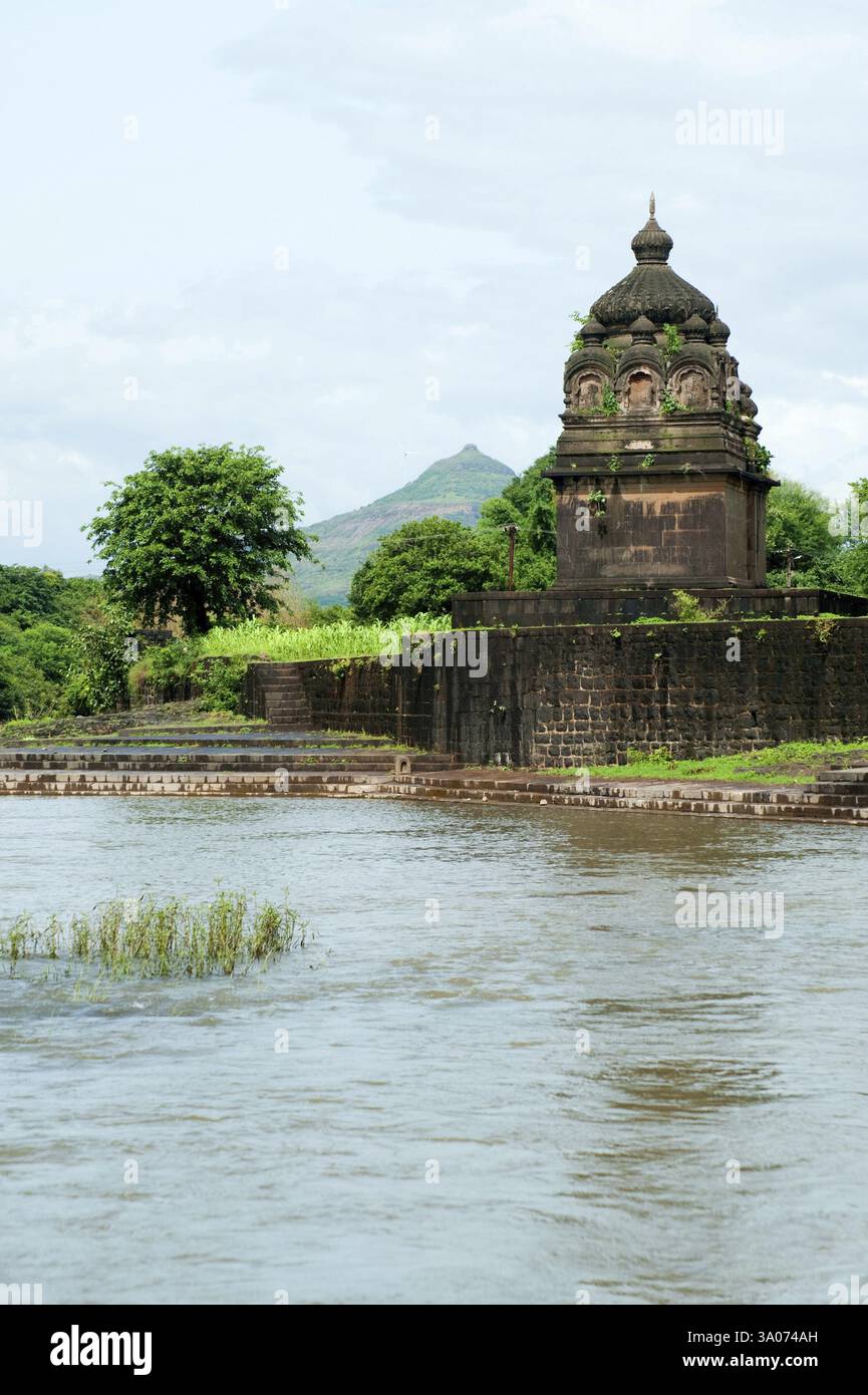 Shrine and ghats along krishna river at Limb, Satara, Maharashtra ...