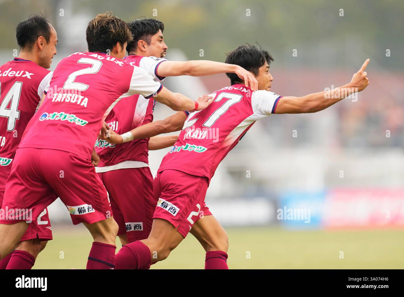 Takaya Kimura & Fagiano Okayama team group, MARCH 2, 2025 - Football / Soccer : 2025 J1 League ...