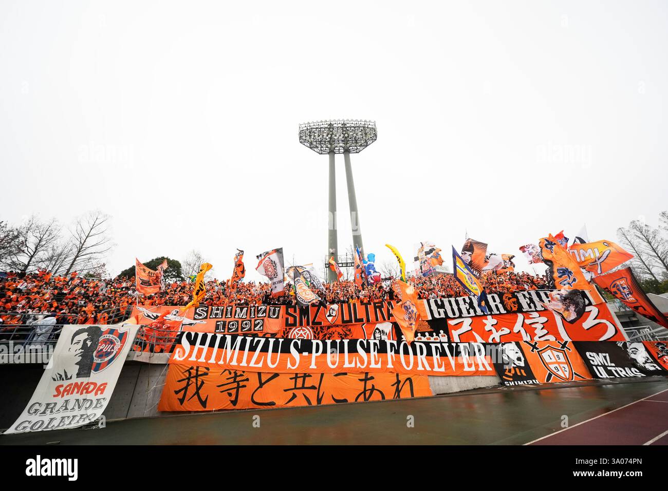JFE Harenokuni Stadium, Okayama, Japan. 2nd Mar, 2025. Shimizu S-Pulse fans, MARCH 2, 2025 ...