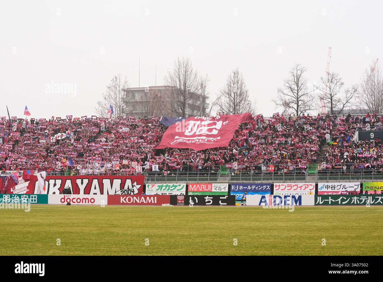 JFE Harenokuni Stadium, Okayama, Japan. 2nd Mar, 2025. Fagiano Okayama fans, MARCH 2, 2025 ...