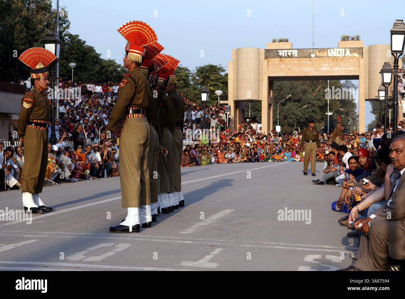 Indian Border Security Force soldiers during retreat ceremony called ...