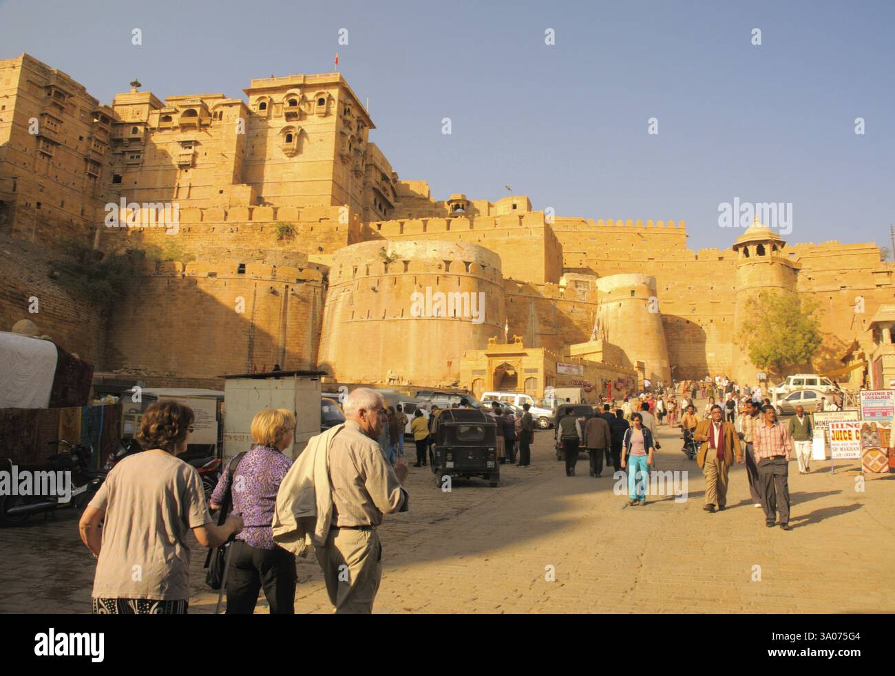 View of Jaislamer fort made of sandstone with imposing wall, Jaisalmer ...