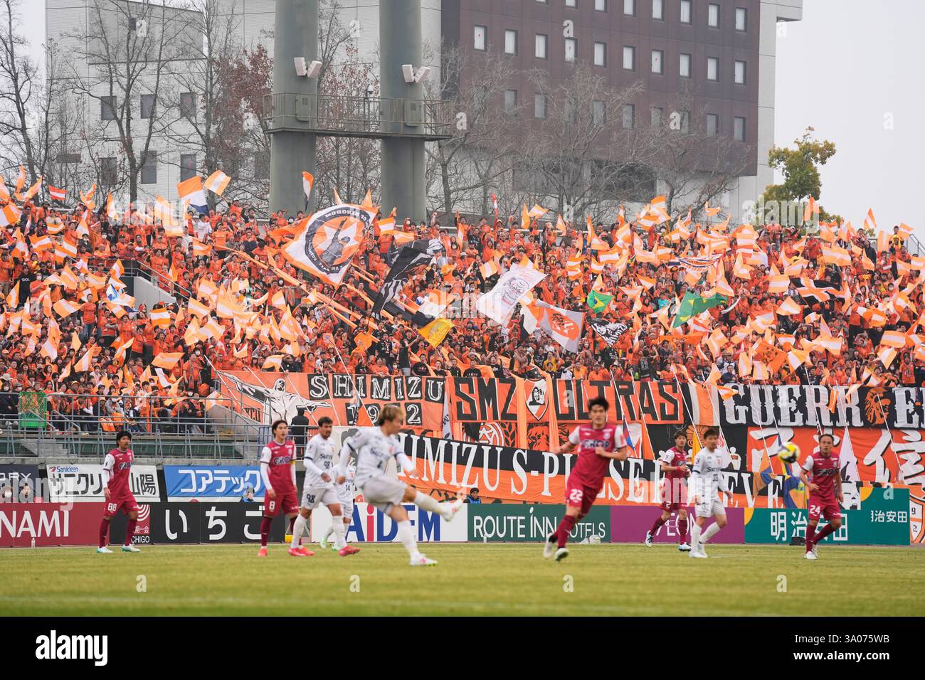 JFE Harenokuni Stadium, Okayama, Japan. 2nd Mar, 2025. Shimizu S-Pulse fans, MARCH 2, 2025 ...