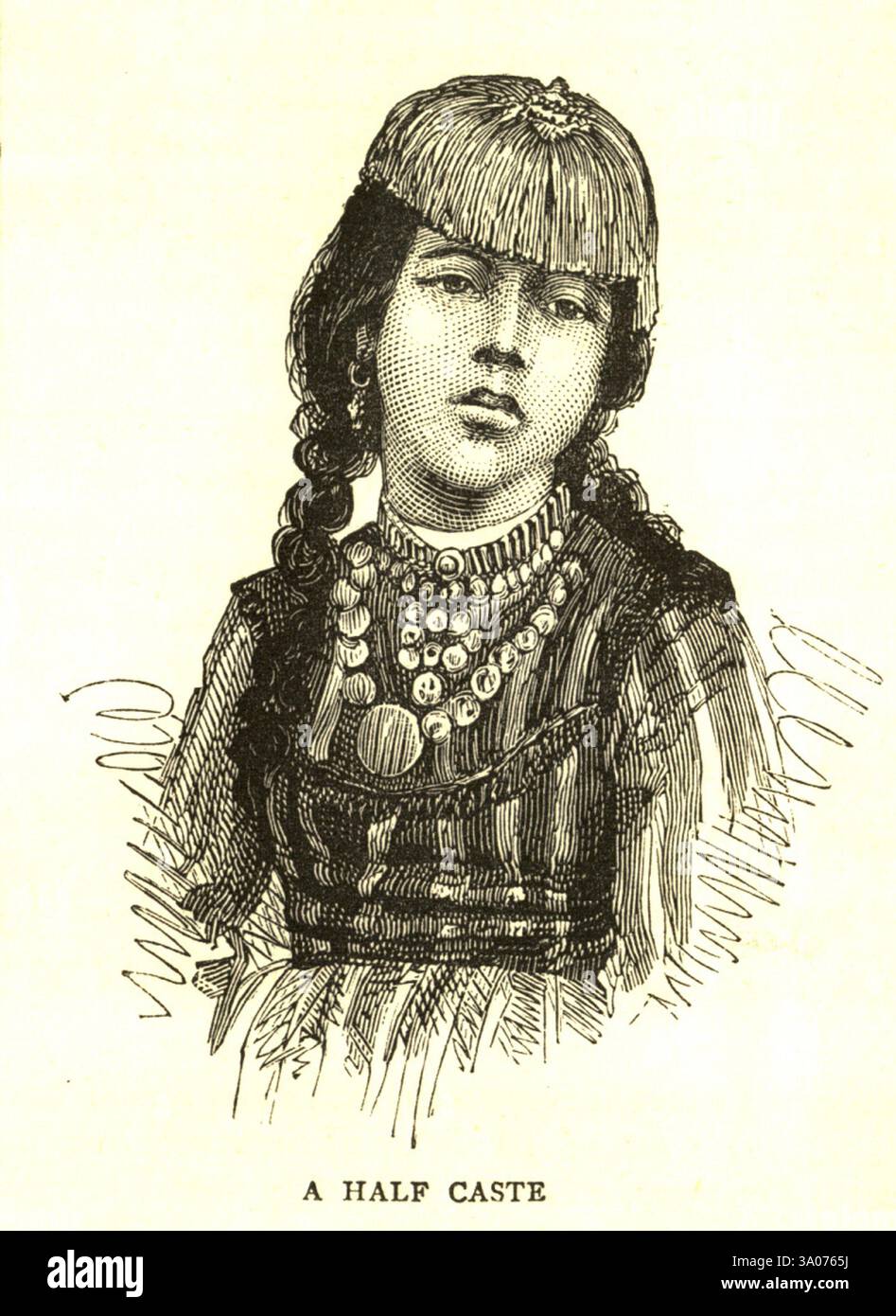 Lithographic portraits, a half caste, India, Asia Stock Photo - Alamy