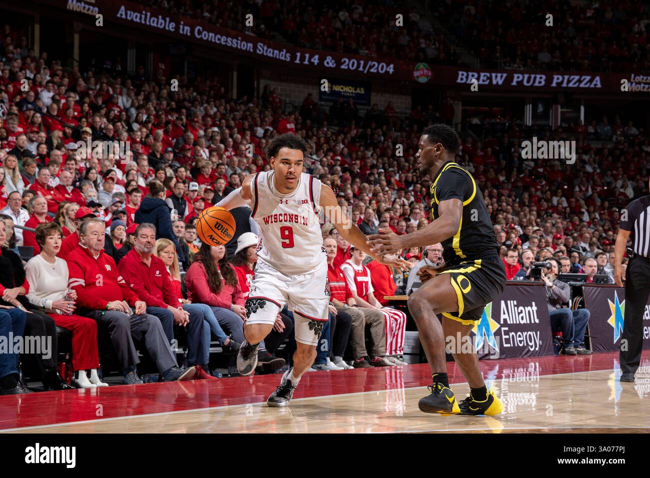 Wisconsin Badgers guard John Tonje (9) handles the ball during a Big ...