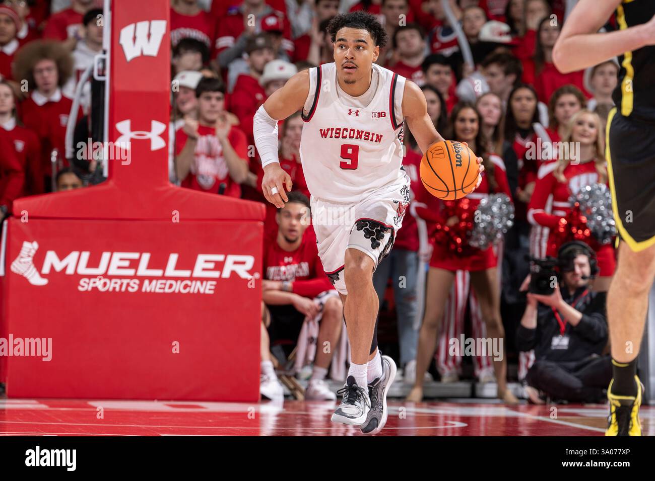 Wisconsin Badgers guard John Tonje (9) handles the ball during a Big ...