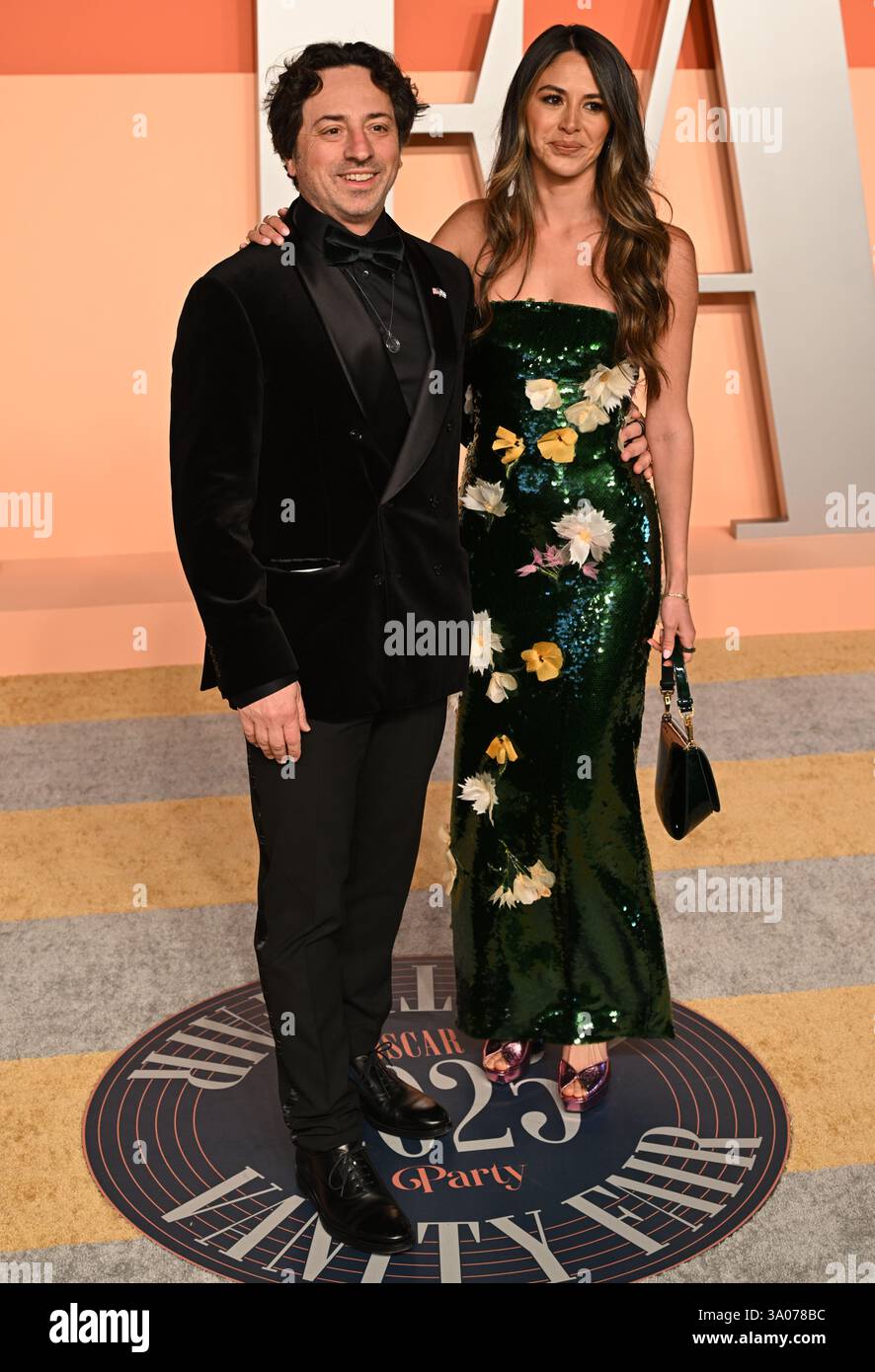 Sergey Brin and Gerelyn Gilbert-Soto attend the Vanity Fair Oscar Party ...