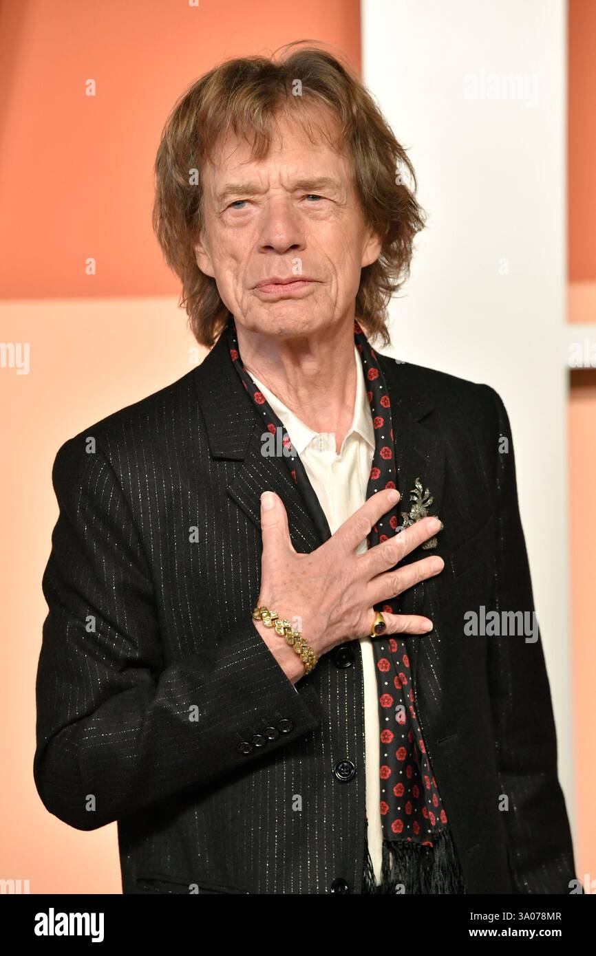Mick Jagger arrives at the Vanity Fair Oscar Party on Sunday, March 2 ...