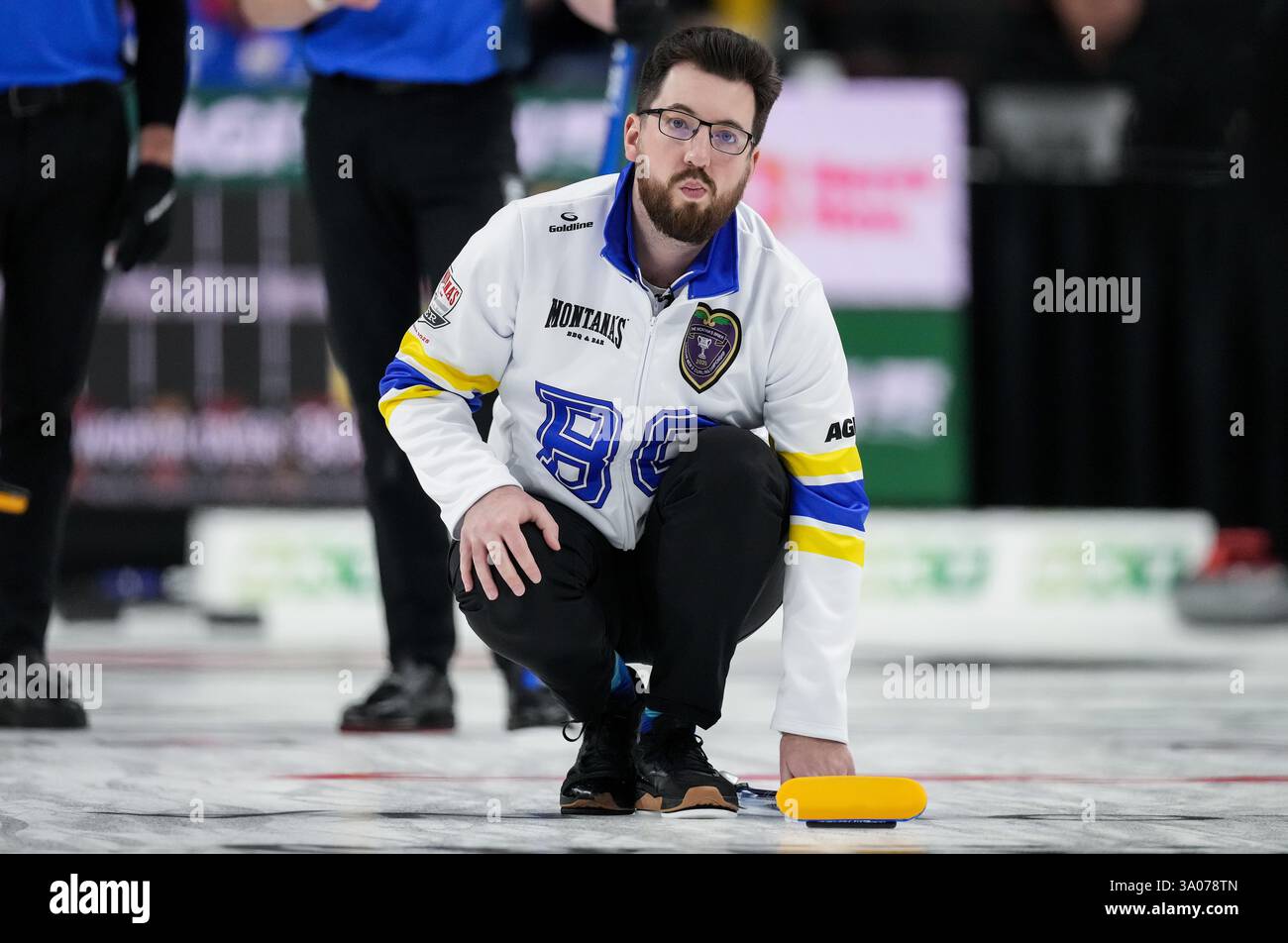 Kelowna, Canada. 02nd Mar, 2025. British Columbia skip Cameron de Jong ...