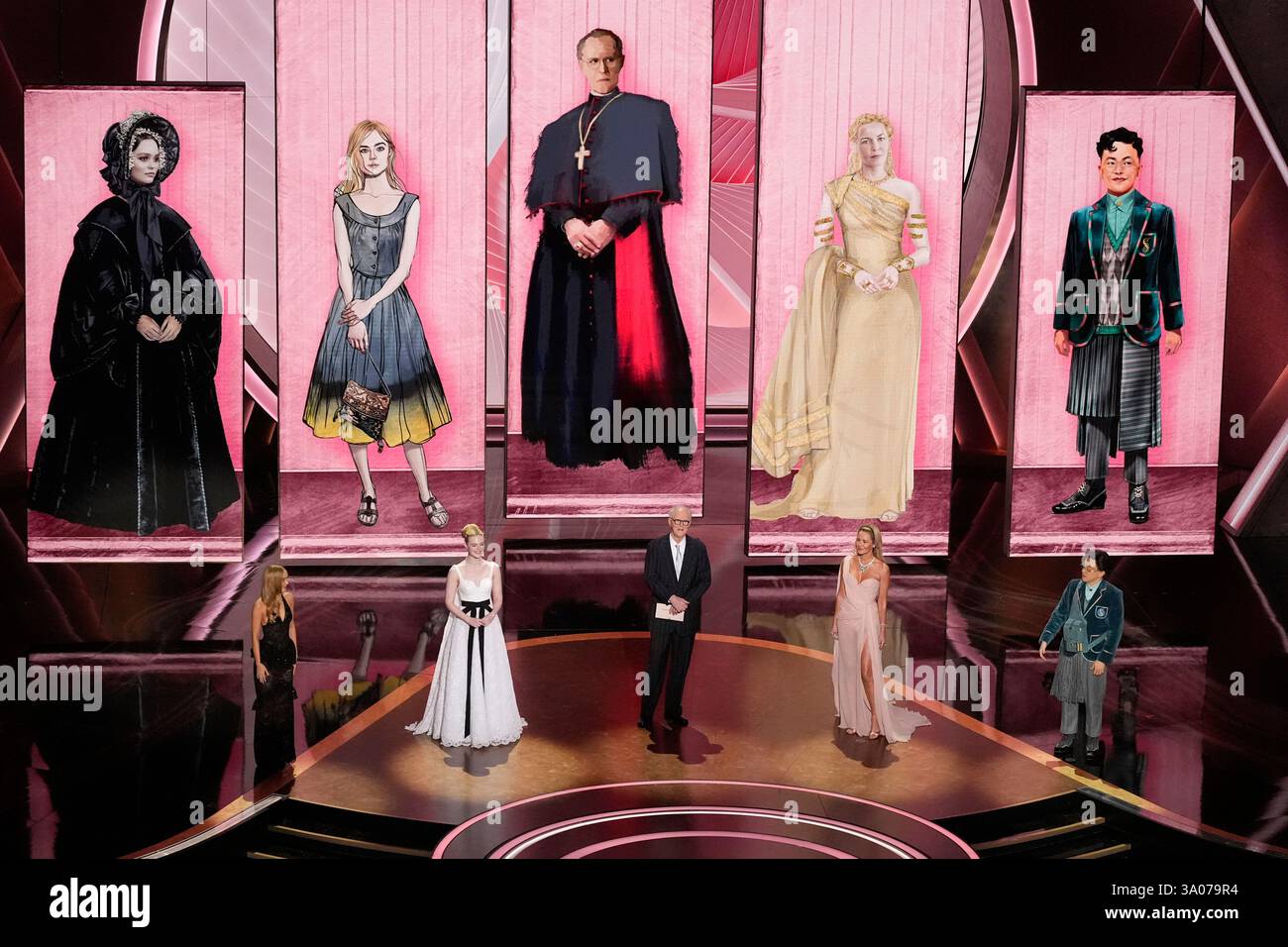 Lily-Rose Depp, from left, Elle Fanning, John Lithgow, Connie Nielsen ...