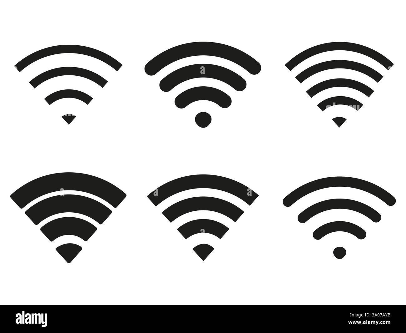 Wi Fi icons. Signal strength. Wireless network. Black simple symbols Stock Vector Image & Art ...