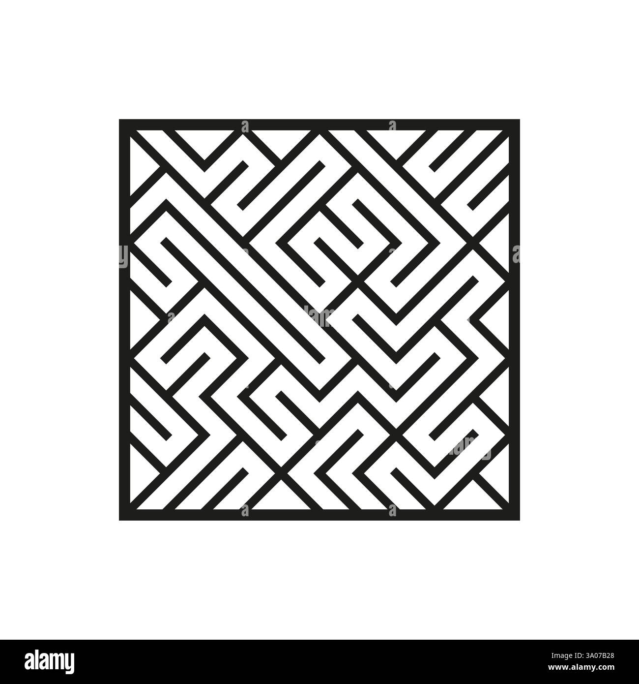 Square maze design. Geometric labyrinth pattern. Black line abstract shape. Puzzle symbol vector ...