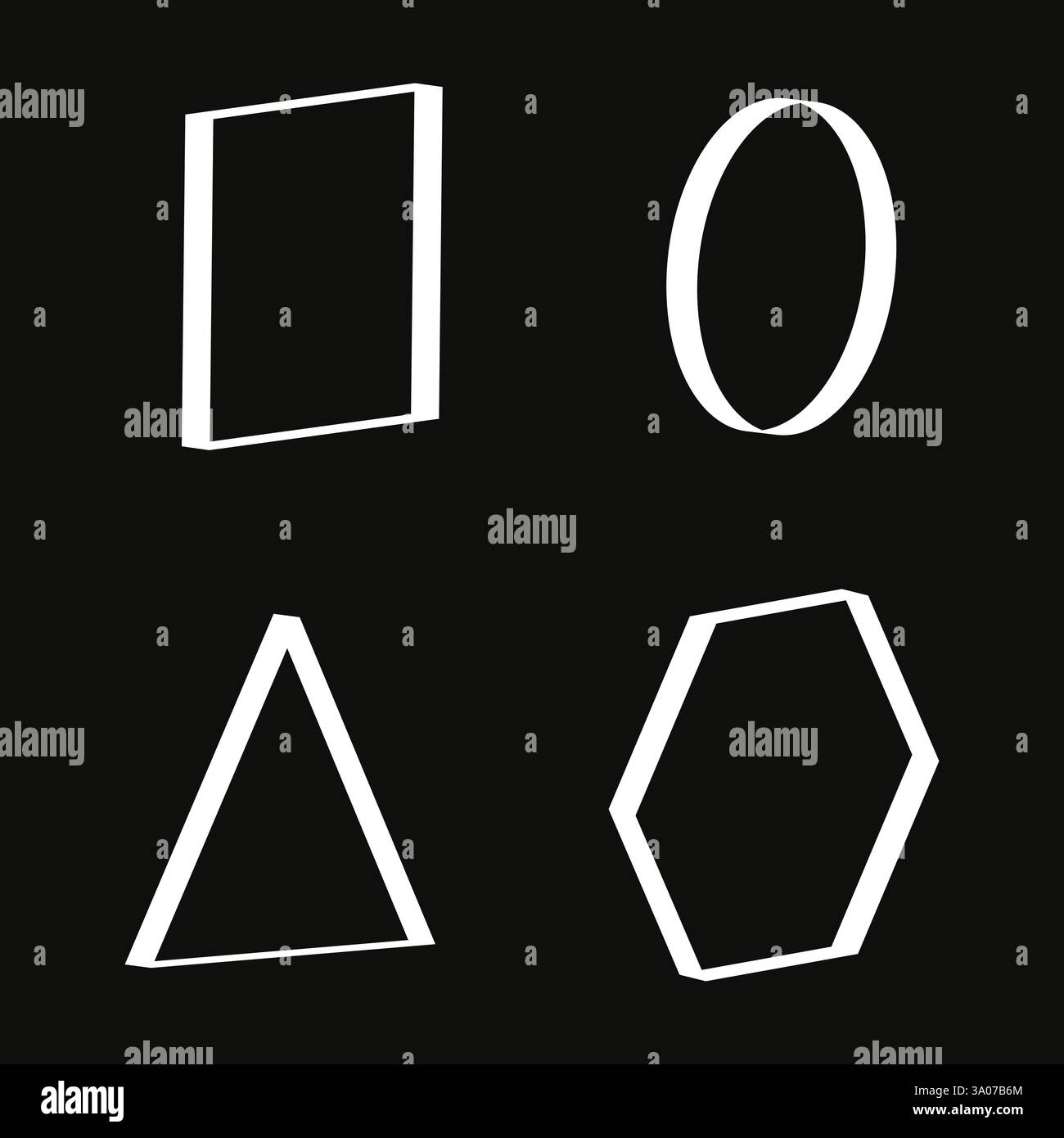 White shape icon. Geometric outline sign. Abstract figure symbol ...