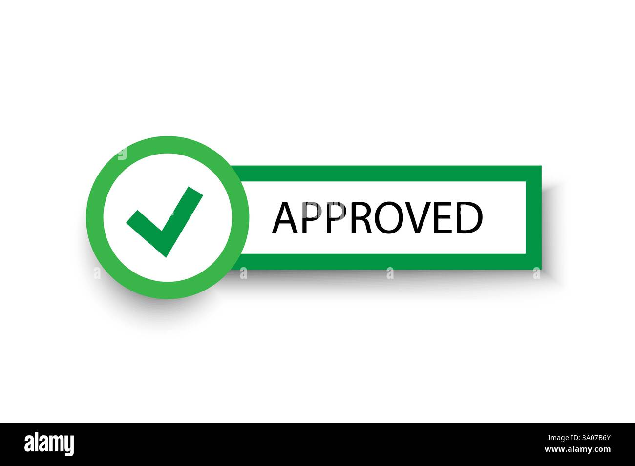 Approved label icon. Green checkmark badge. Confirmation symbol shape. Vector approval Stock ...