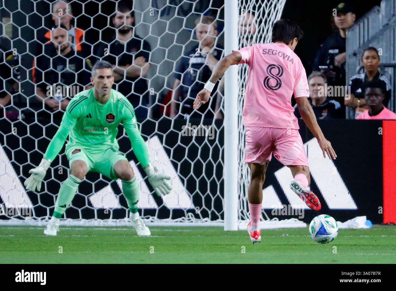 Inter Miami midfielder Telasco Segovia (8) kicks a goal past Houston ...