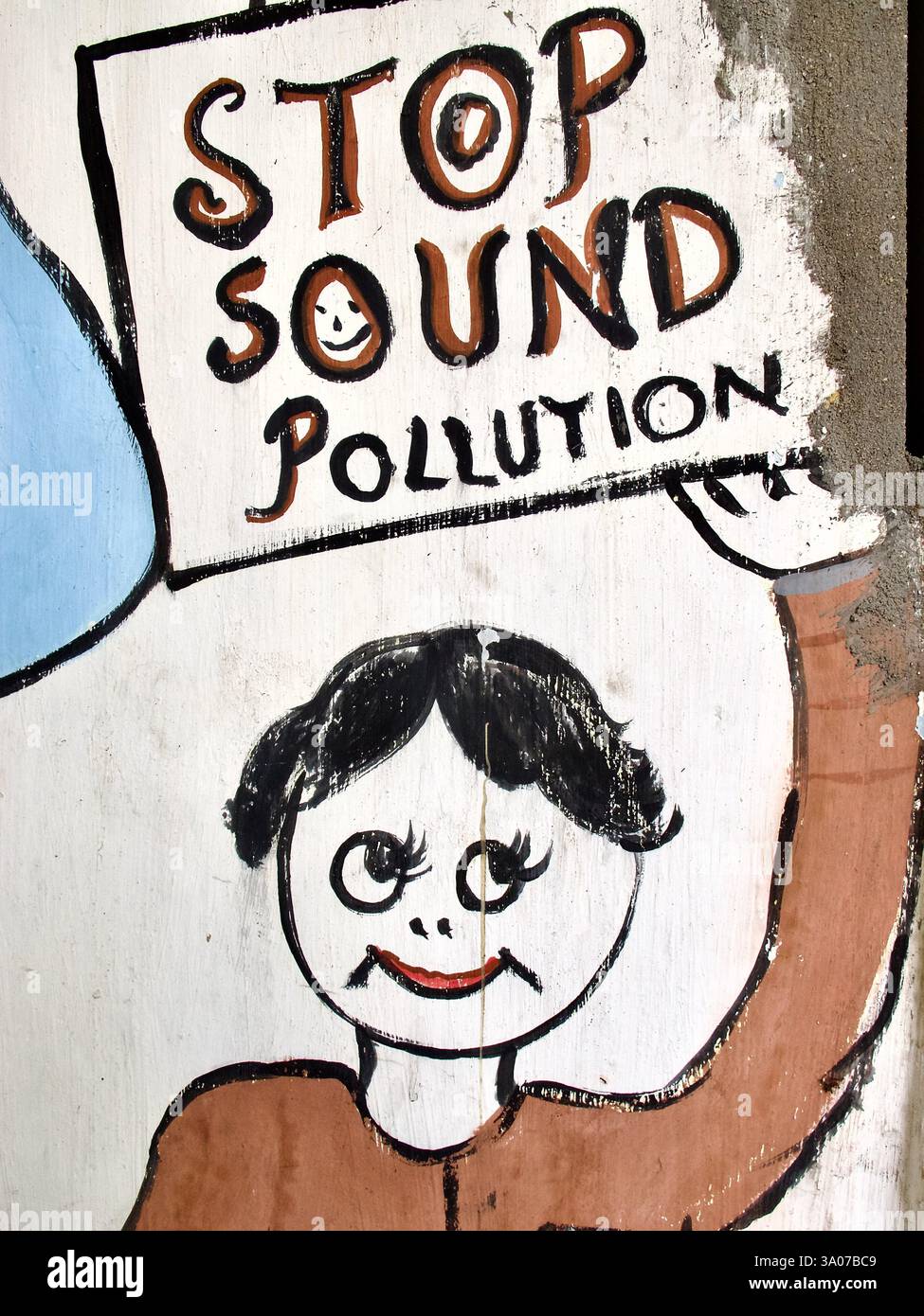 Hand-painted mural outside a Kolkata school, featuring a cartoonish ...
