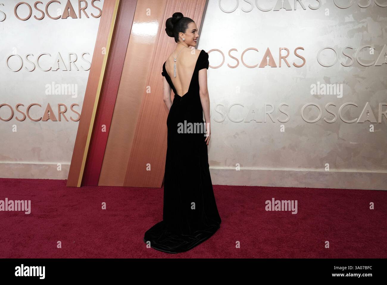 Margaret Qualley arrives at the Oscars on Sunday, March 2, 2025, at the ...