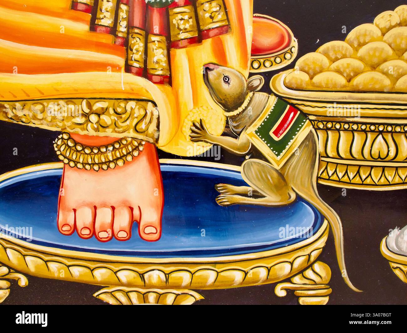 Detail from a mural in Varanasi depicting Lord Ganesha’s foot with his ...
