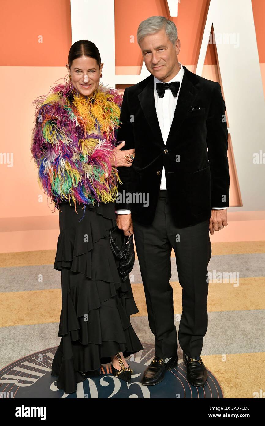 Katharine Ross, left, and Michael Govan arrive at the Vanity Fair Oscar ...