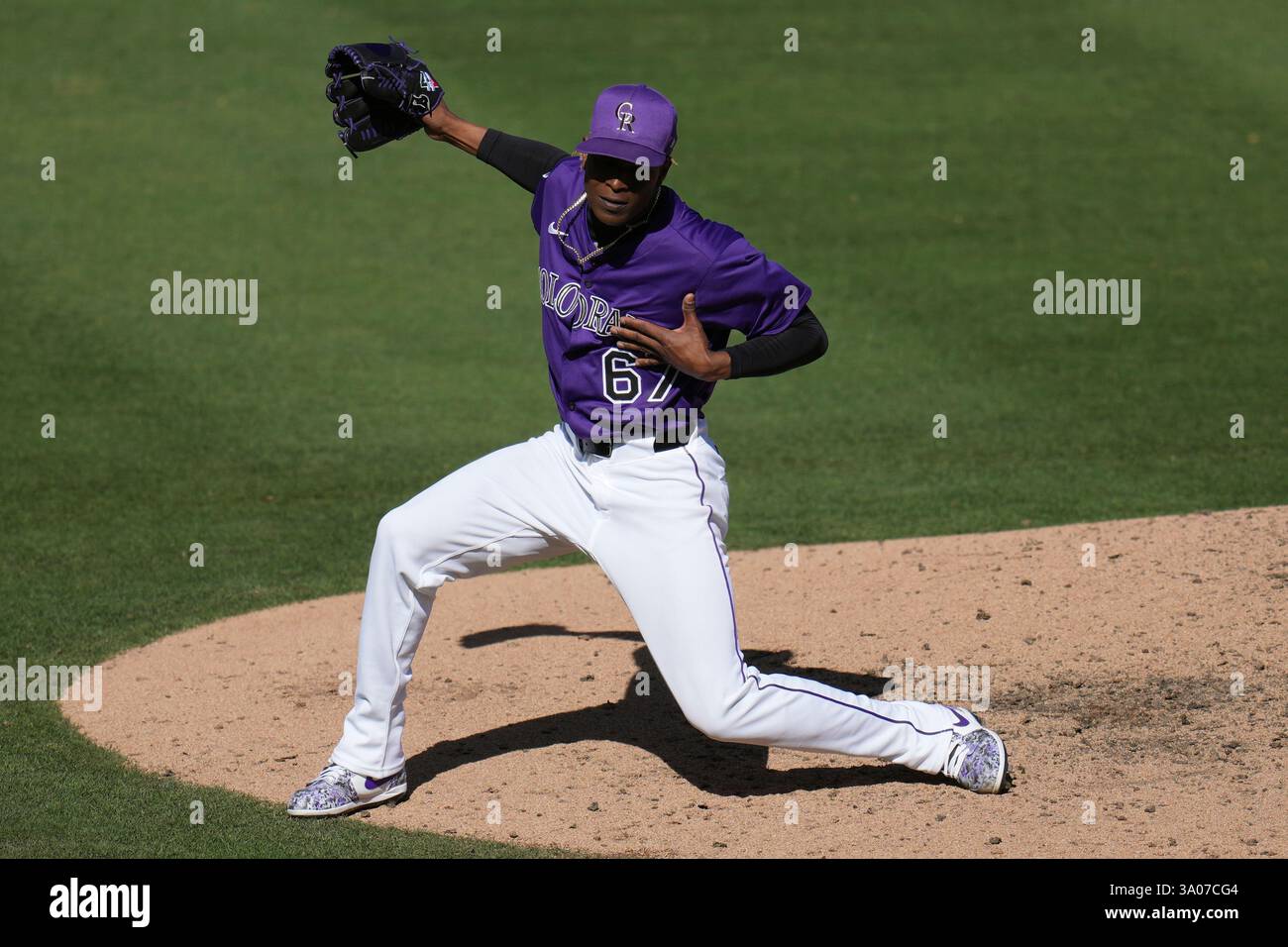 Colorado Rockies pitcher Jefry Yan celebrates a strikeout against ...