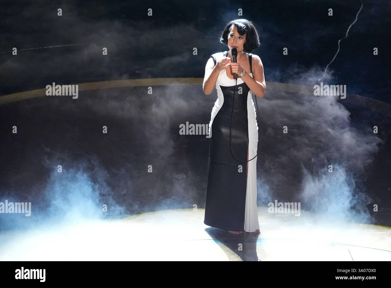 Raye sings "Skyfall" during the Oscars on Sunday, March 2, 2025, at the ...
