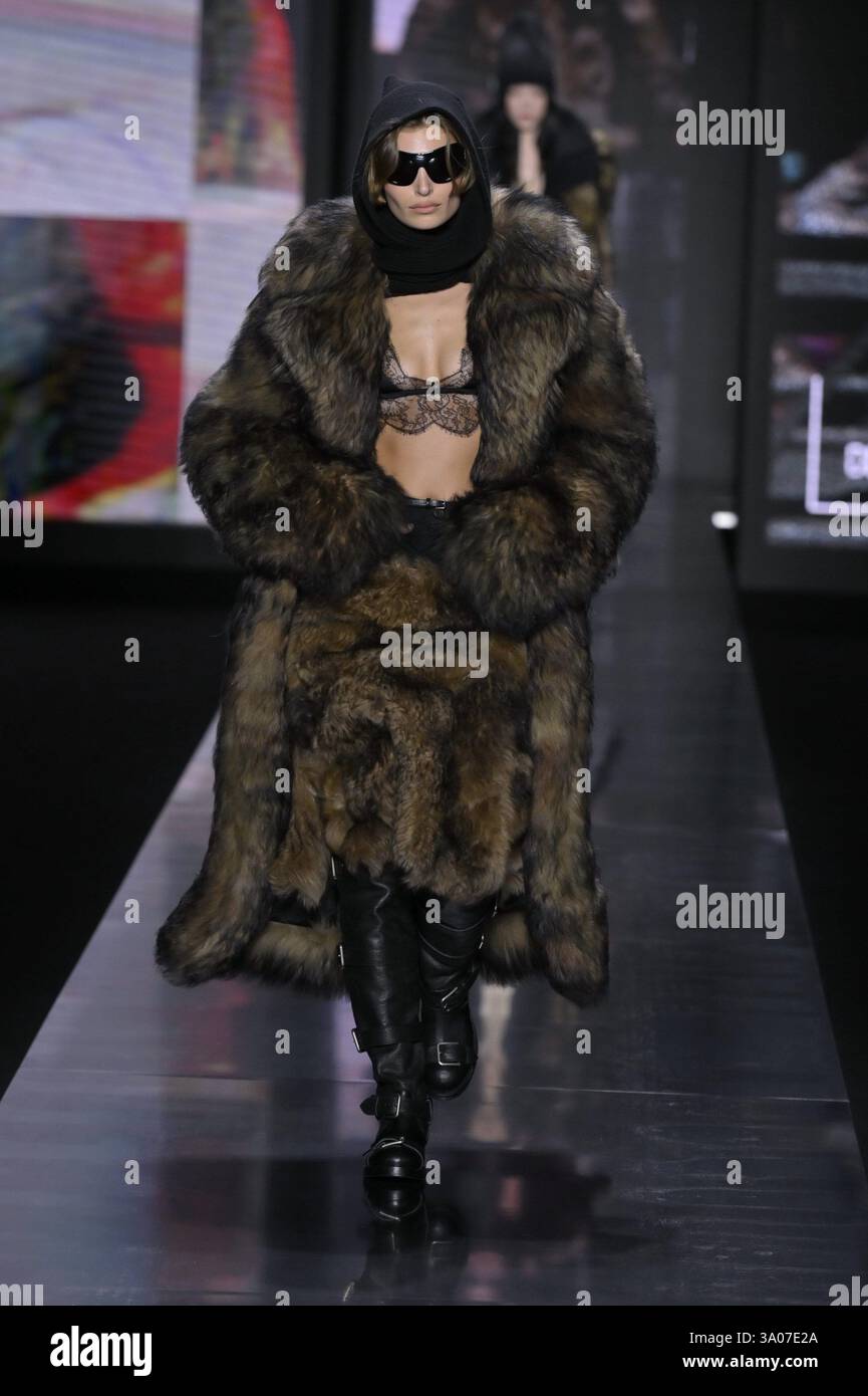 Milan, Italy. 01st Mar, 2025. Model Bibi Breslin walks on the runway ...