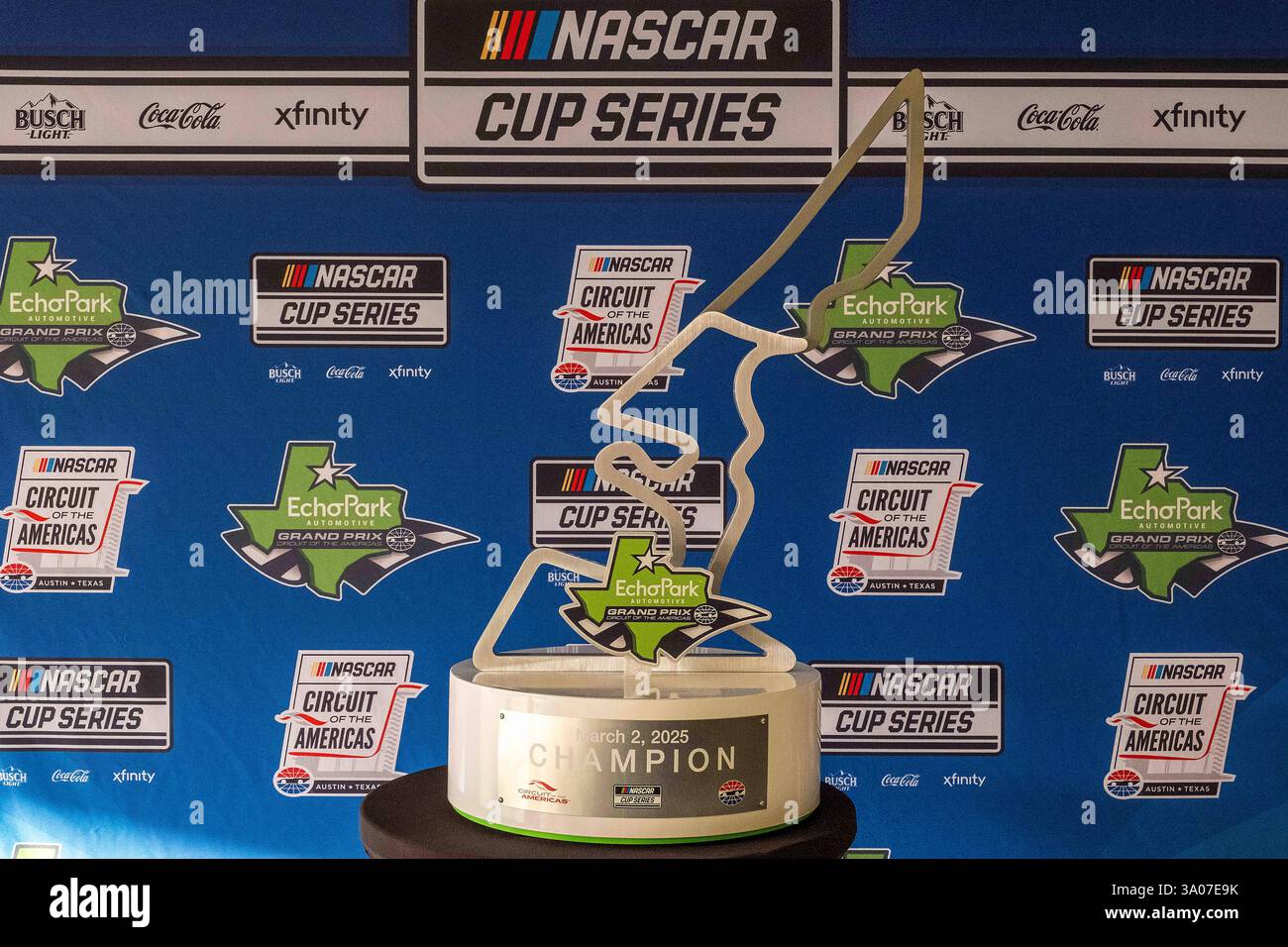 March 2, 2025: The EchoPark Automotive Grand Prix Trophy resting before ...