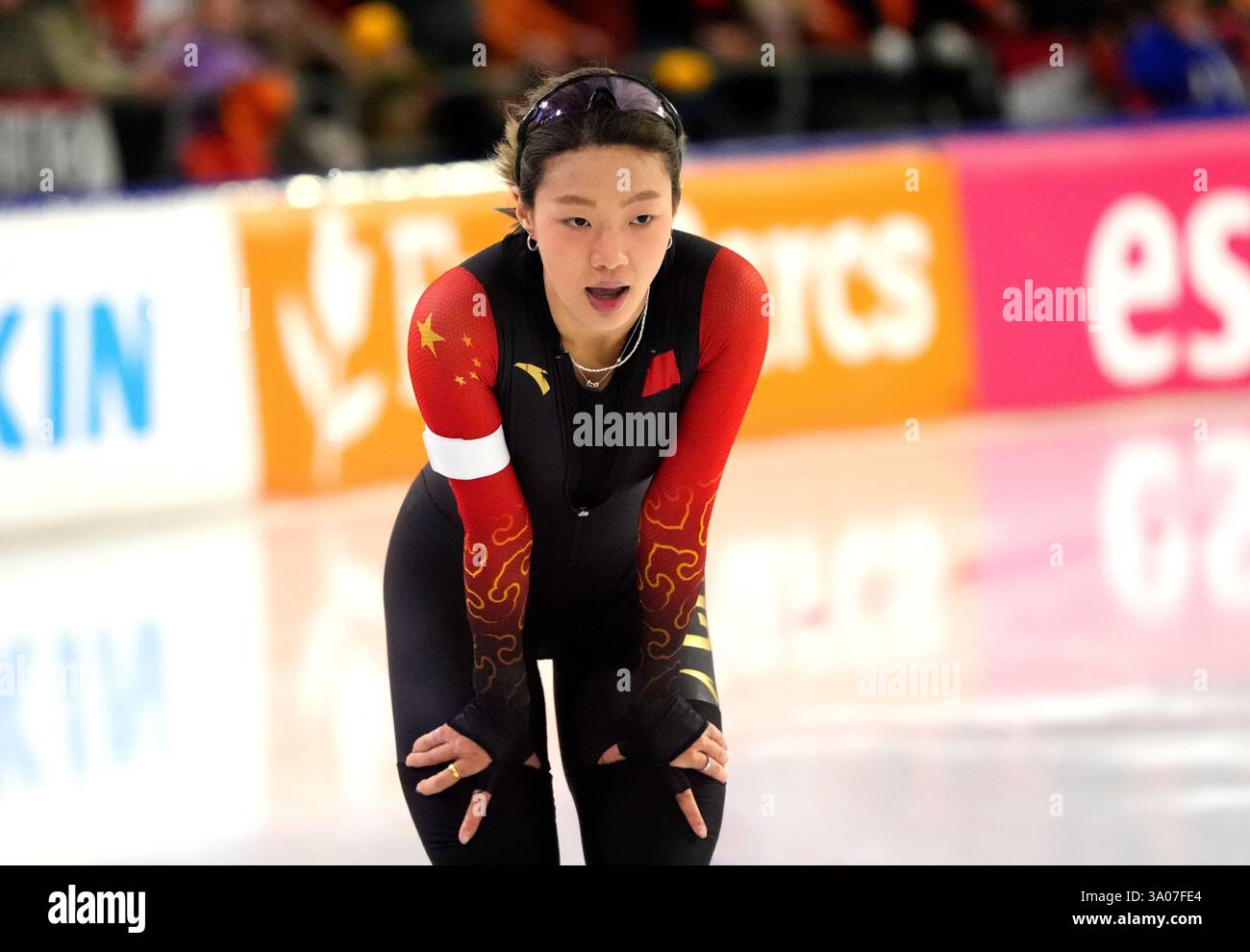 Binyu Yang (CHN) in 1500m race women during ISU World Cup 6 on February 28, 2025 at Thialf in ...