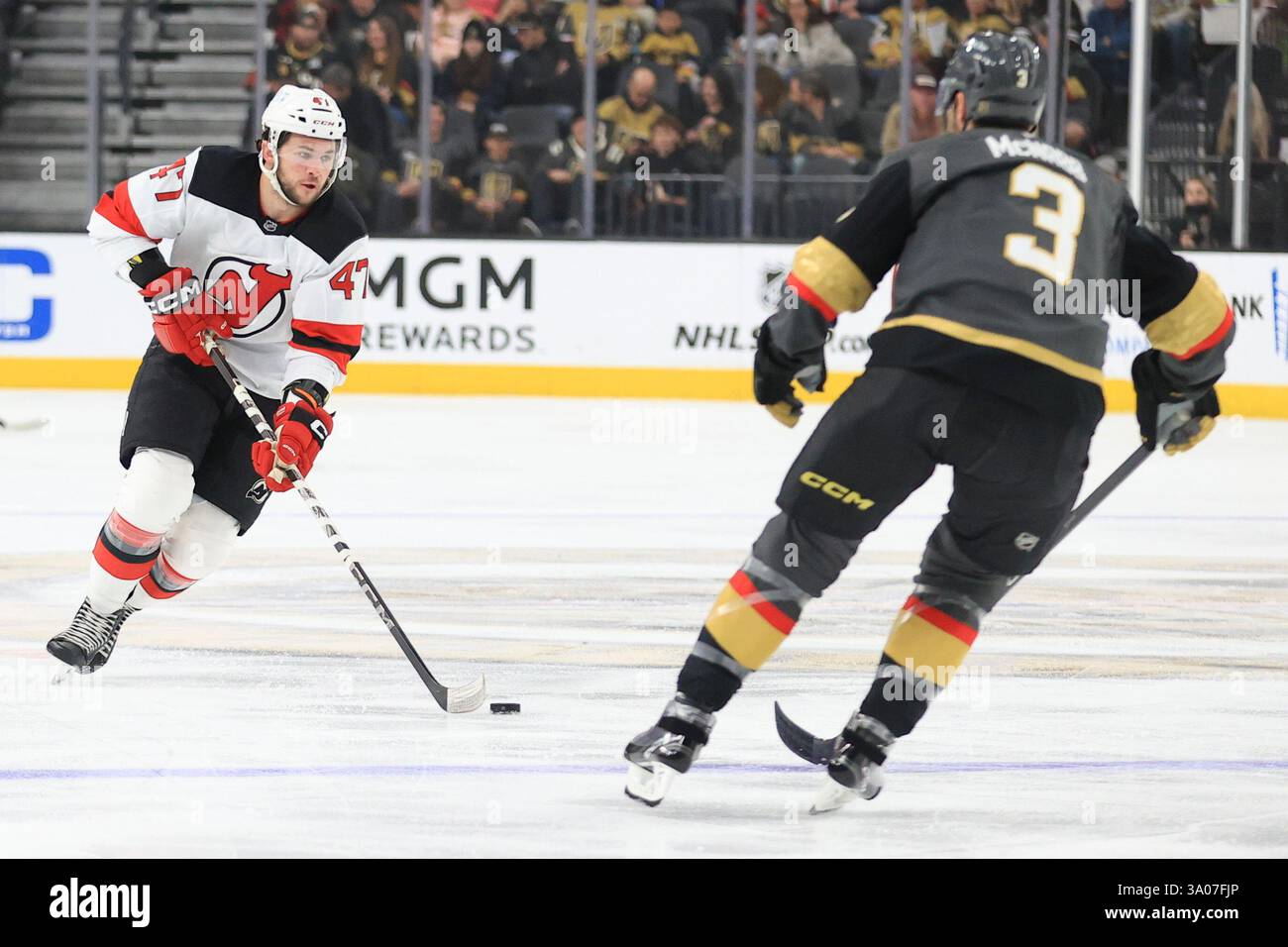 New Jersey Devils center Paul Cotter (47) skates against Vegas Golden ...