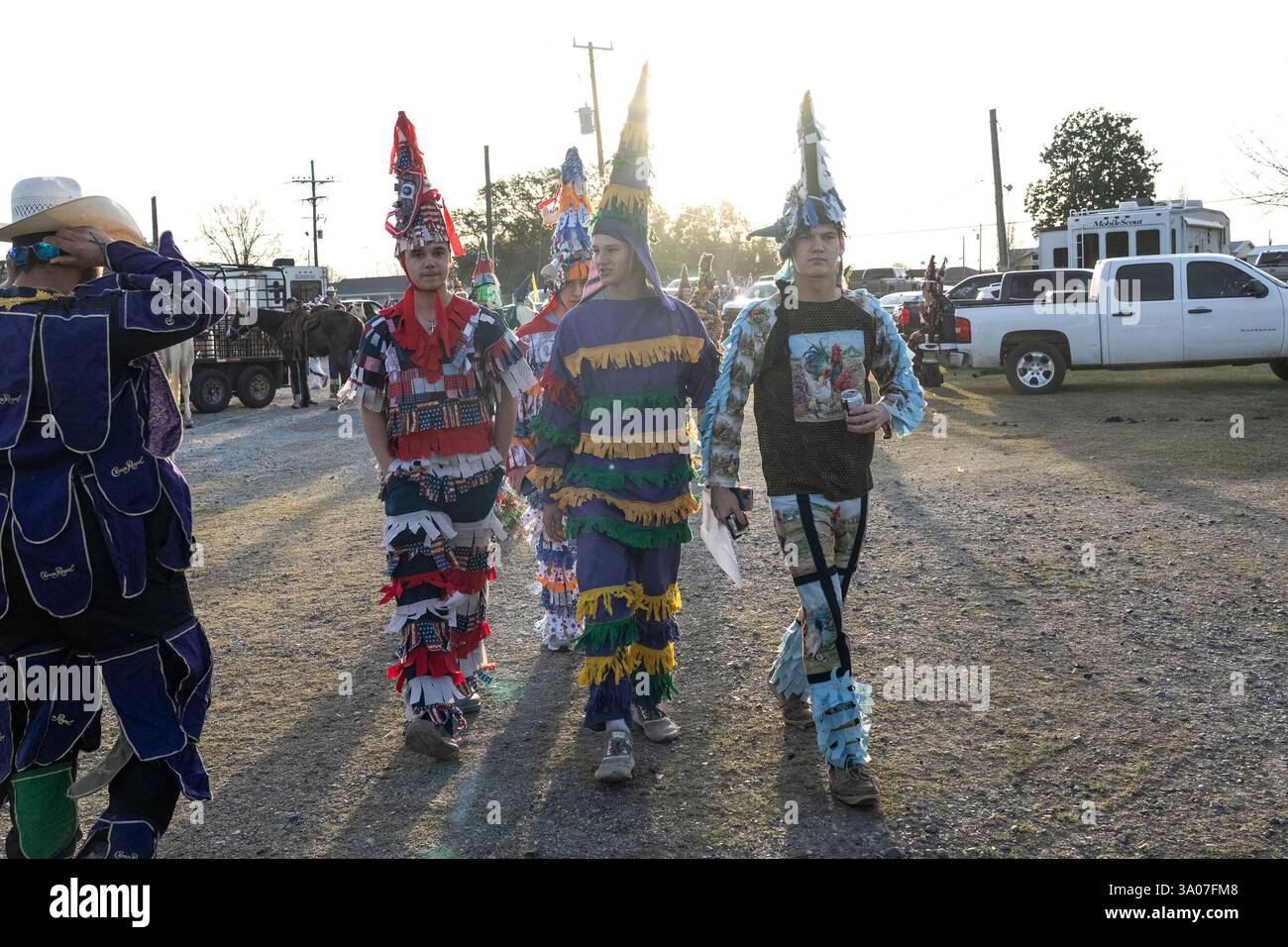 Parade participants are seen during the Church Point Courir de Mardi ...