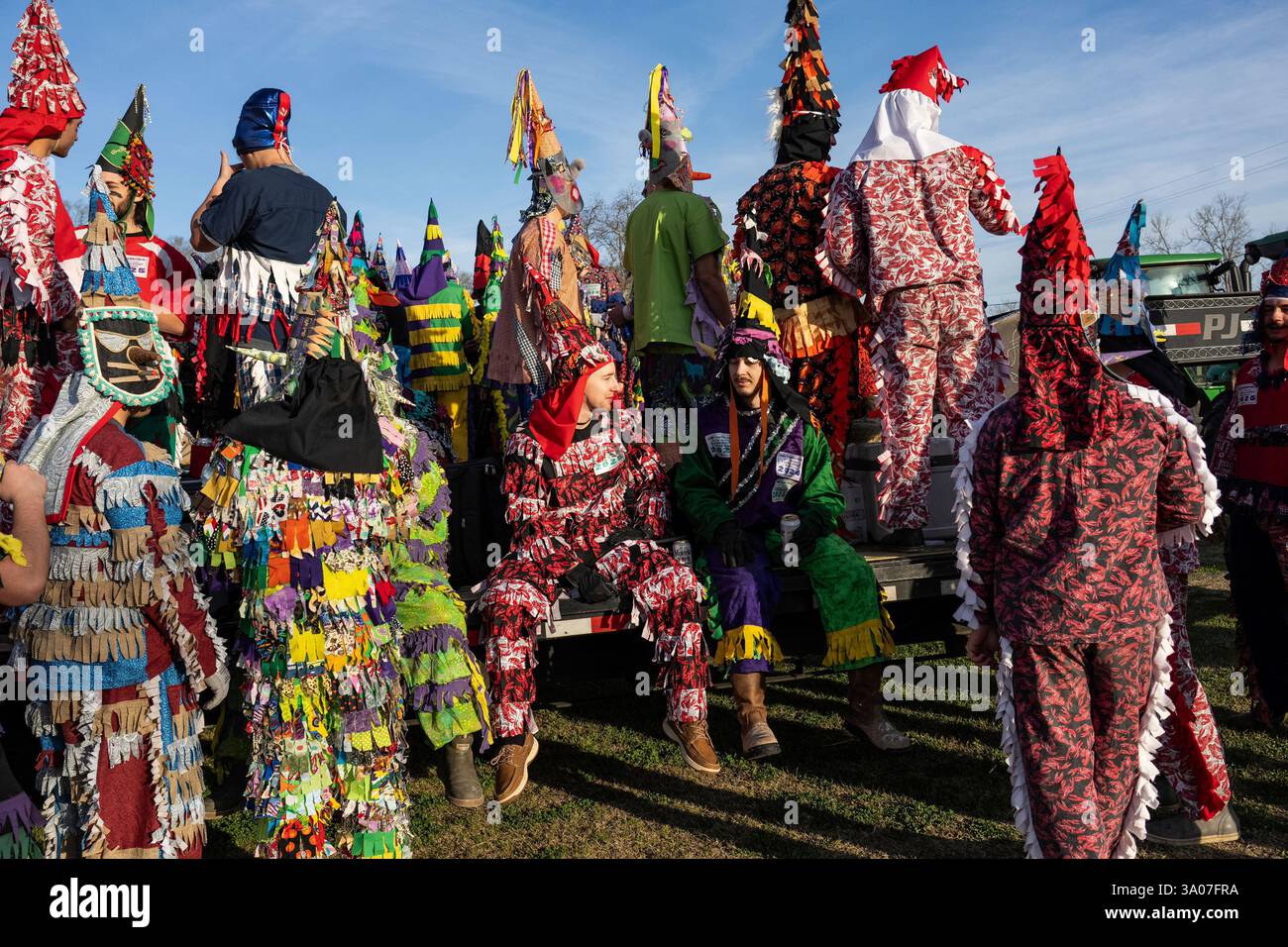 Parade participants are seen during the Church Point Courir de Mardi ...