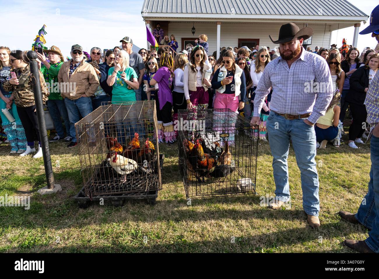 Parade participants are seen during the Church Point Courir de Mardi ...