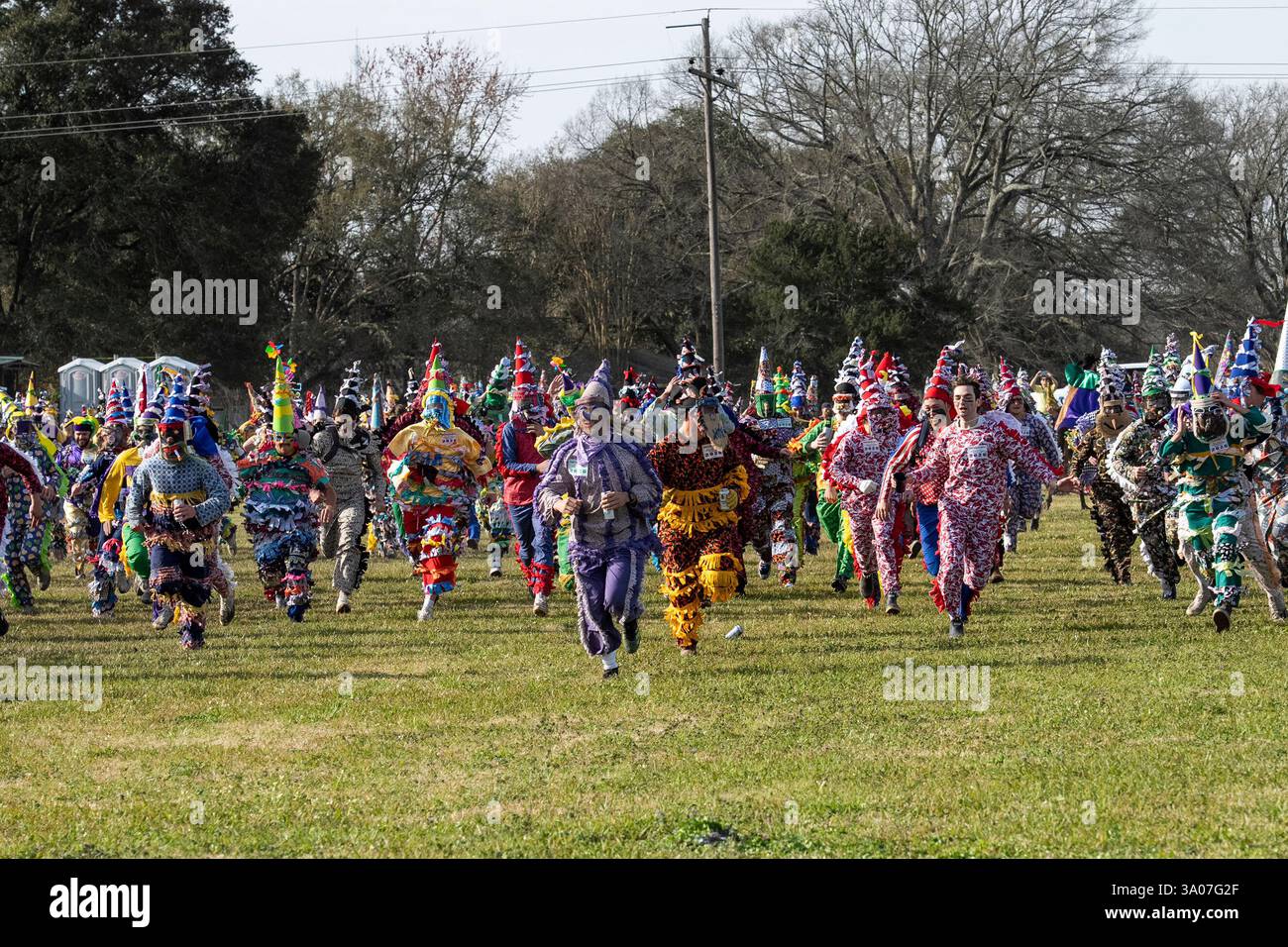 Parade participants are seen during the Church Point Courir de Mardi ...